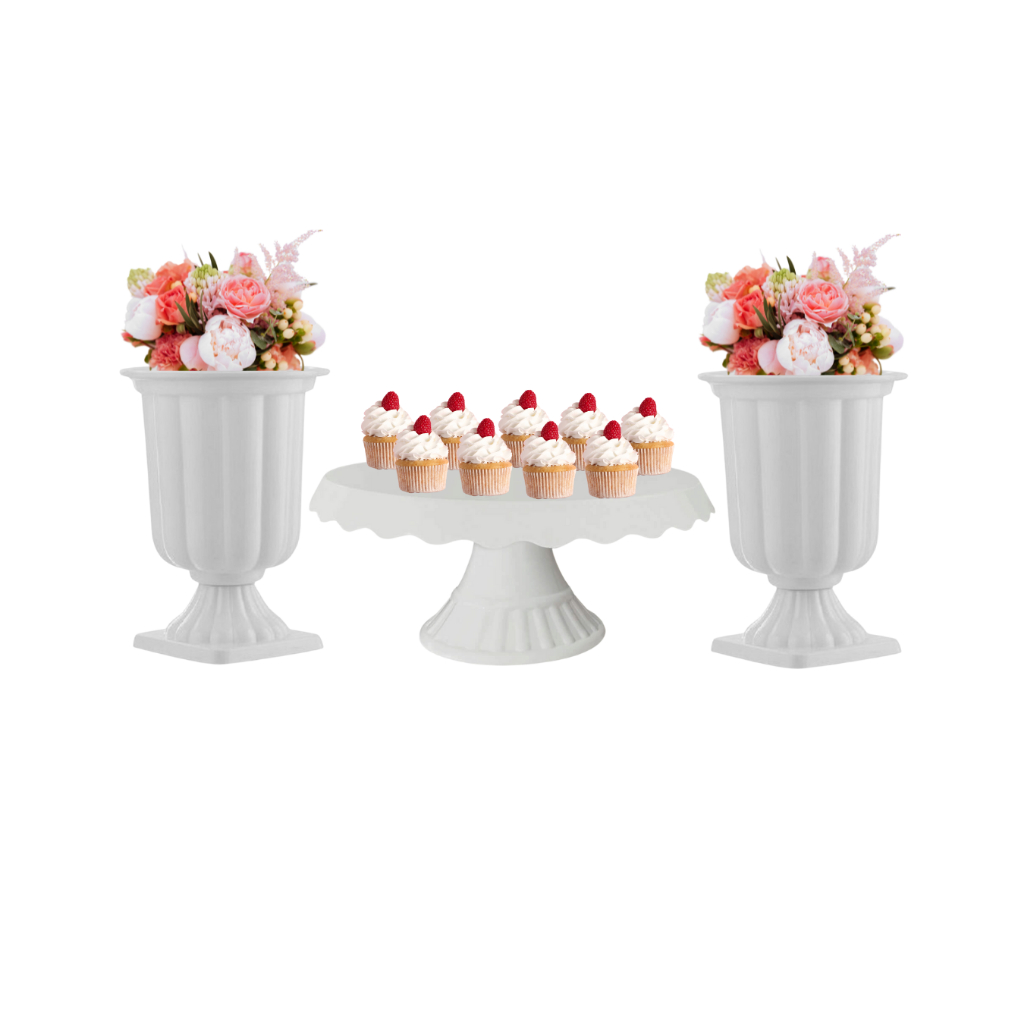 Kit Decoração Boleira Slim 22cm + Vaso Grego 19cm Suporte De Bolo ...