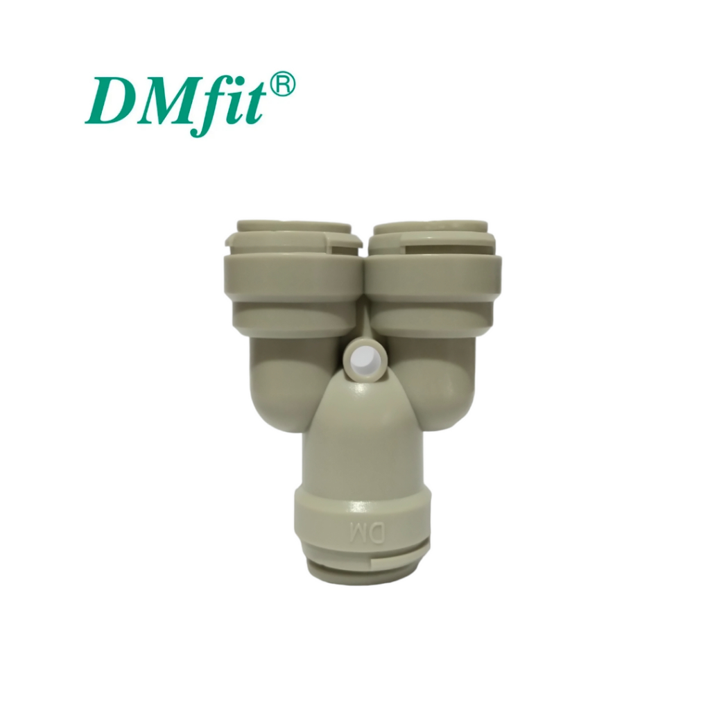 Conexão rápida DMfit divisor 2 vias, entrada(1) tubo 3/8 x saídas(2) 3/8" - Faz a Boa!