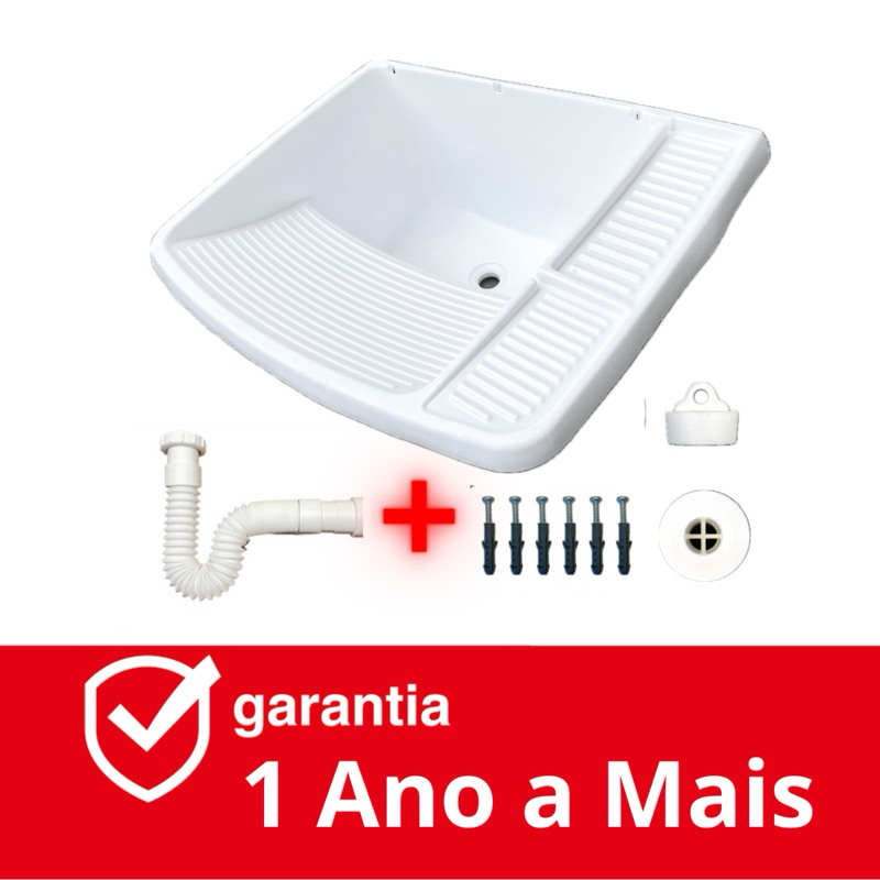 Tanque 23 Litros Completo Ralo Kit de Instalação Sifão Pia Lavar Roupas ...