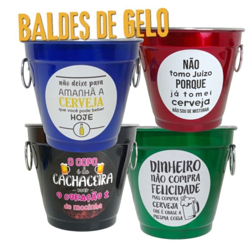 Balde de Gelo Alumínio Para Bebidas Personalizado Presente Festa ...