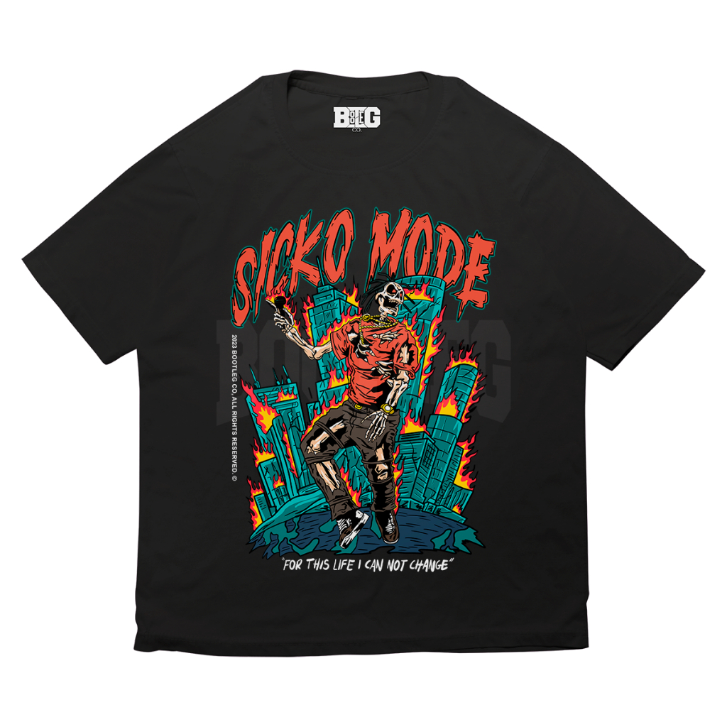 Camisa Básica Algodão Travis Scott Sicko Mode Arte Fire Destruição ...