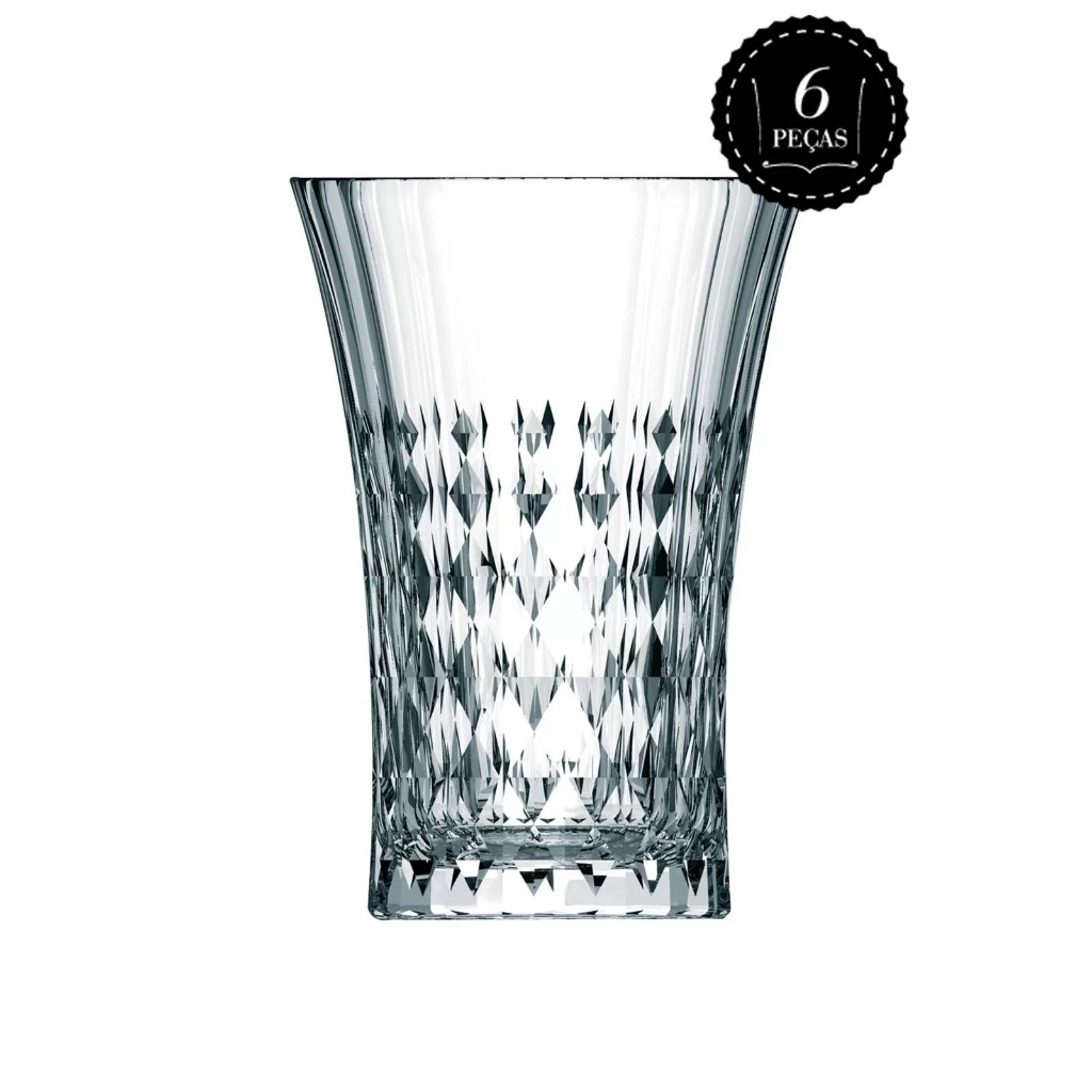 Jogo 6 Copos Vidro Transparente 260ml Diamond Suco Água Diamante | Shopee Brasil