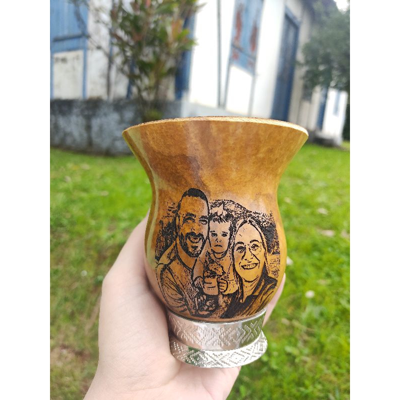 Cuia em porongo personalizada com foto | Shopee Brasil