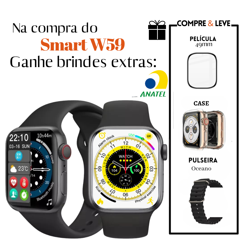 Relógio Inteligente Smartwatch W59 Pro Serie 9 Nfc 47mm Original ...