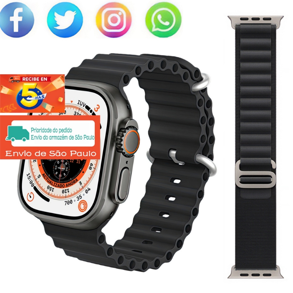 Smartwatch T10 Ultra 2 2024 Nova Série 9 Smart Watch 2.09 Inch HD 49mm Bluetooth Com Calculadora ...