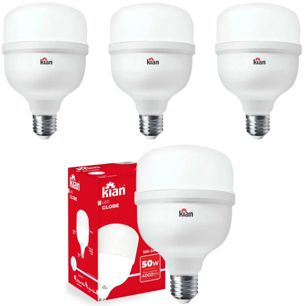 Kit 4 Lâmpadas Led 50W Bulbo Branco Frio 6500k e27 Bivolt - Kian ...