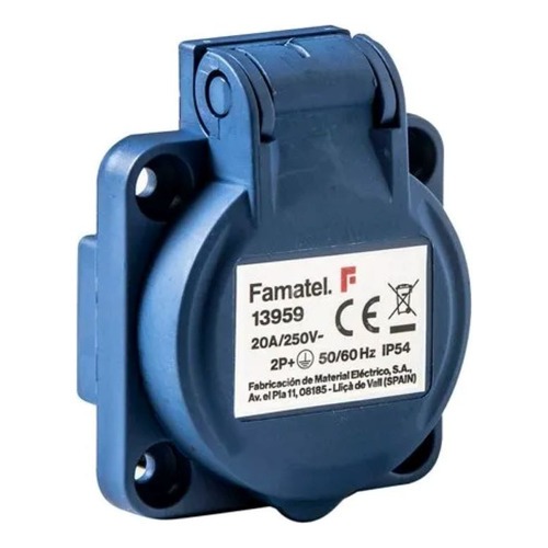Tomada De Embutir Azul Br Ip54 250v 20a 2p+t 13959 Famatel - Steck ...