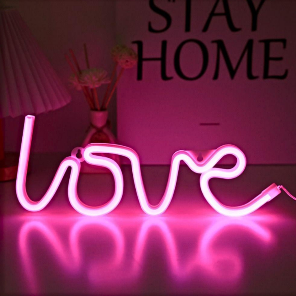 Luminária Placa Led Neon - Letreiro de Luz Parede USB Pilha Love ...