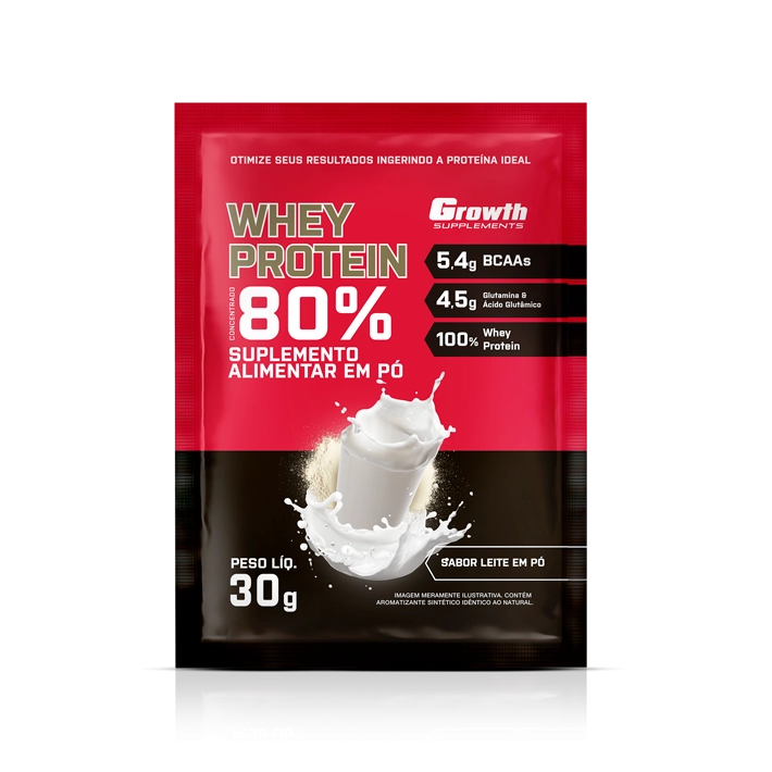 1x DOSE Whey Protein Concentrado 80% Sachês de 30g - Growth Supplements ...