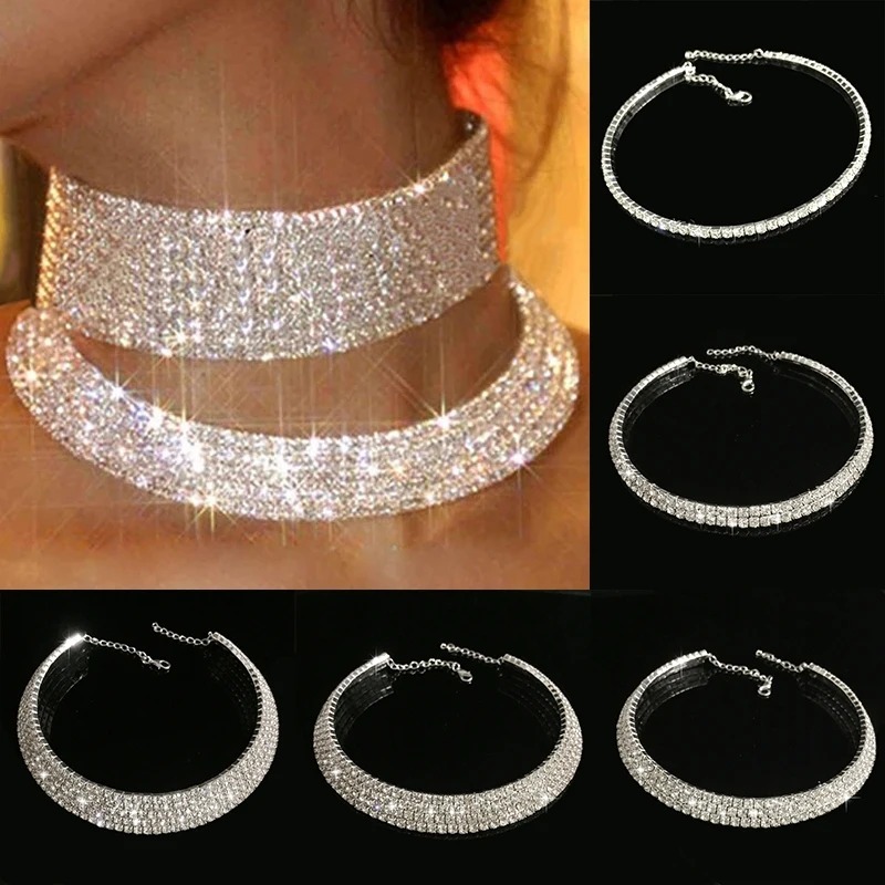 Colar strass noiva casamento debutante festa madrinha Choker Cor prata ...