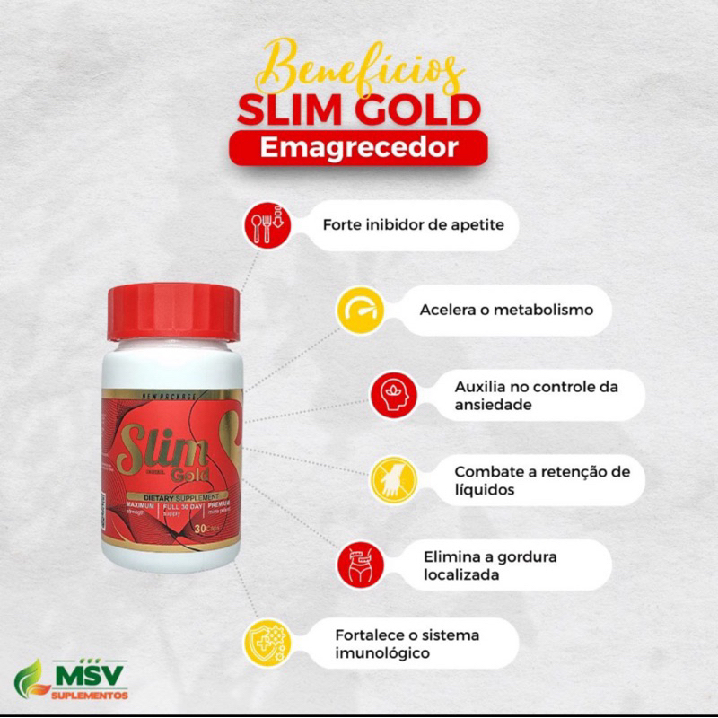 Suplemento Em Cápsulas Dourada Slim Gold Original | Shopee Brasil