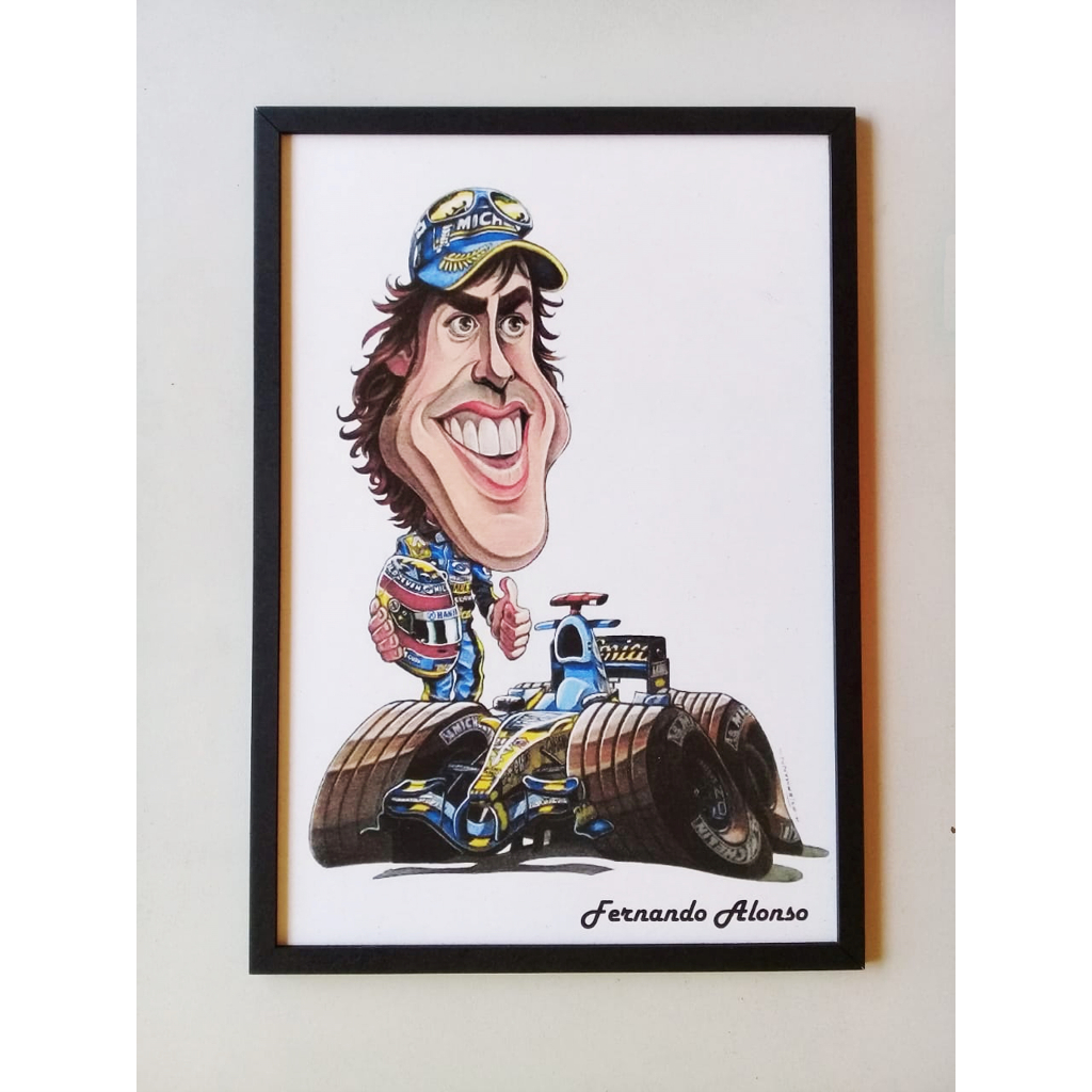 Quadro Caricatura Piloto F1 - Fernando Alonso | Shopee Brasil