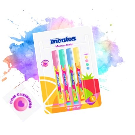 Caneta Marca Texto Mentos Pastel Destaq Compactor C/4 Cores Com ...
