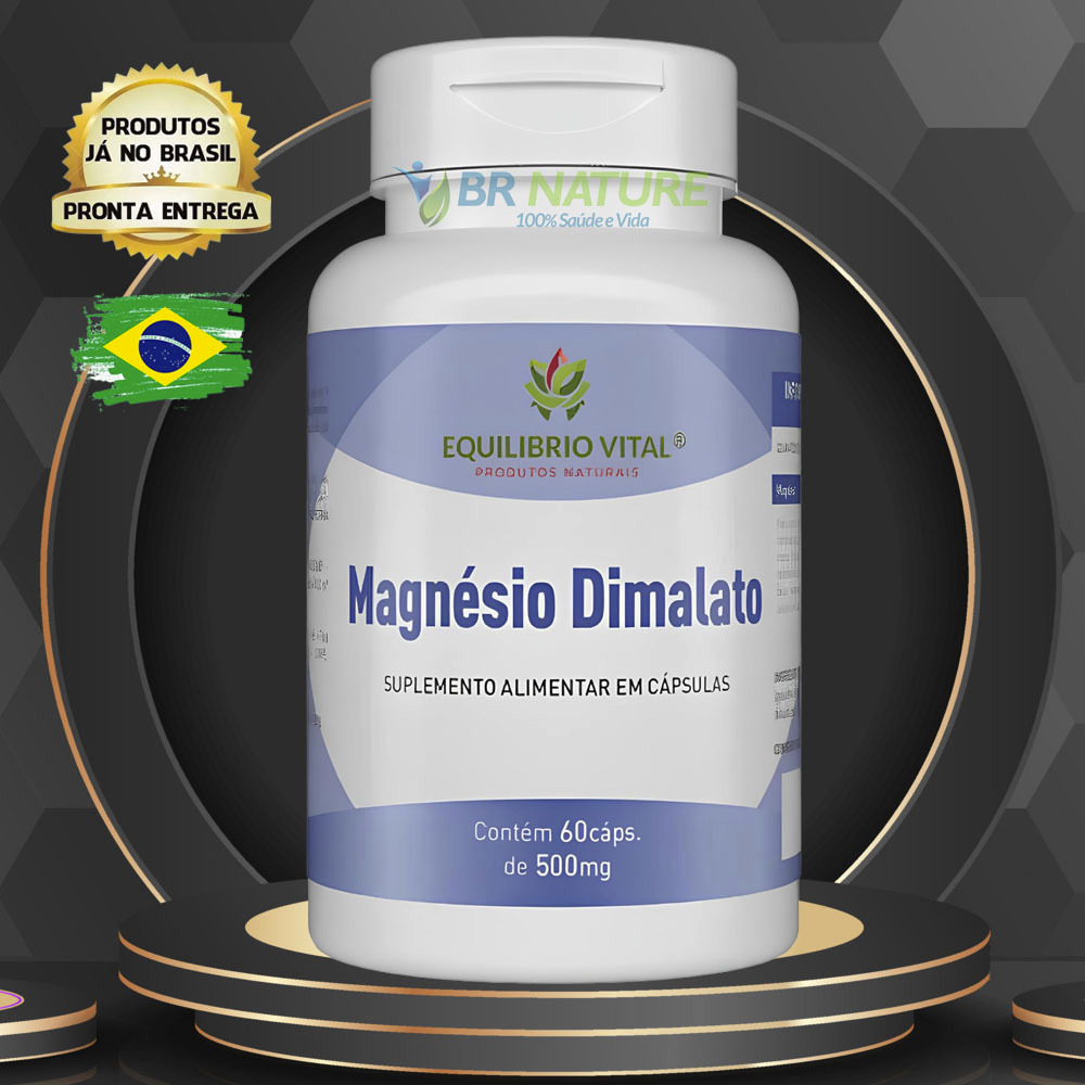 Magnésio Dimalato 500mg 60 Cápsulas Puro Malato de Magnésio Concentrado ...