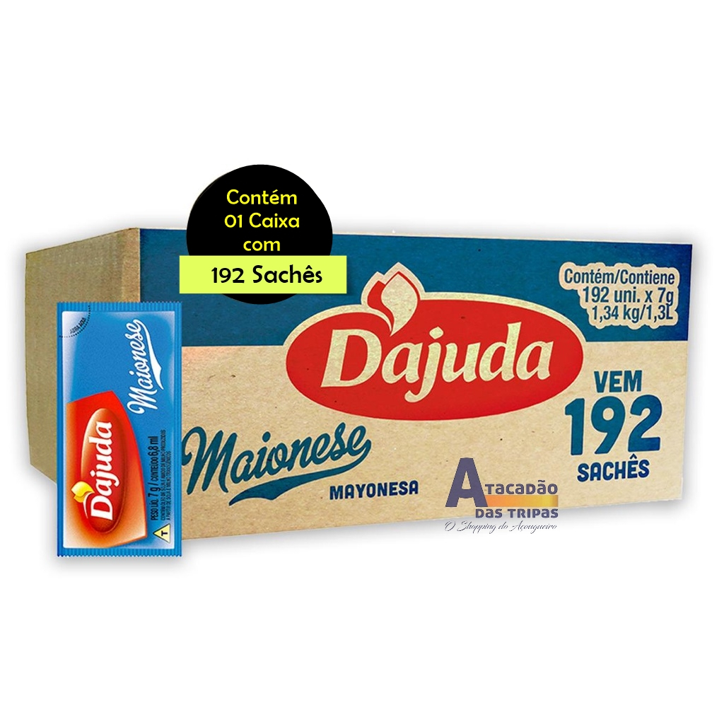 Maionese Tradicional Sachê Caixa C/192 x 7g - Dajuda | Shopee Brasil
