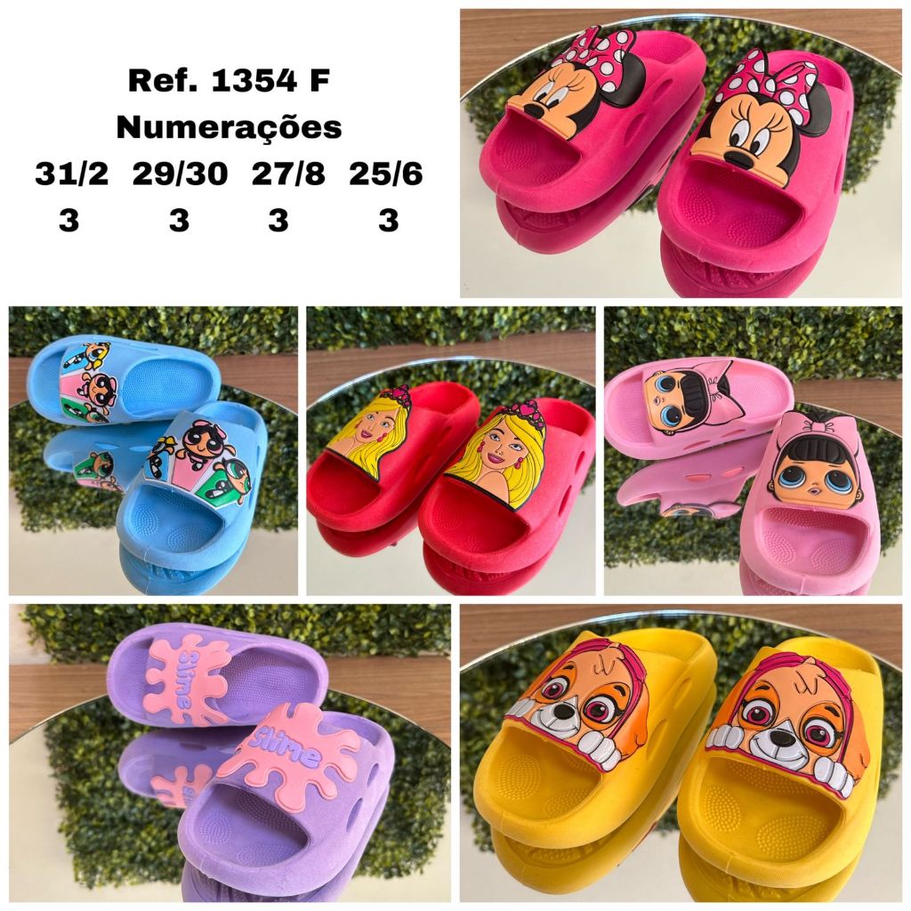 Chinelinho Infantil SLIDE MENINAS Confortável Volta as Aulas 12 Pares ...