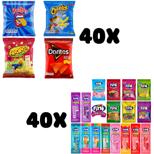 KIT 40 SALGADINHOS SORTIDOS ELMA CHIPS + 40 FINIS SORTIDOS | Shopee Brasil