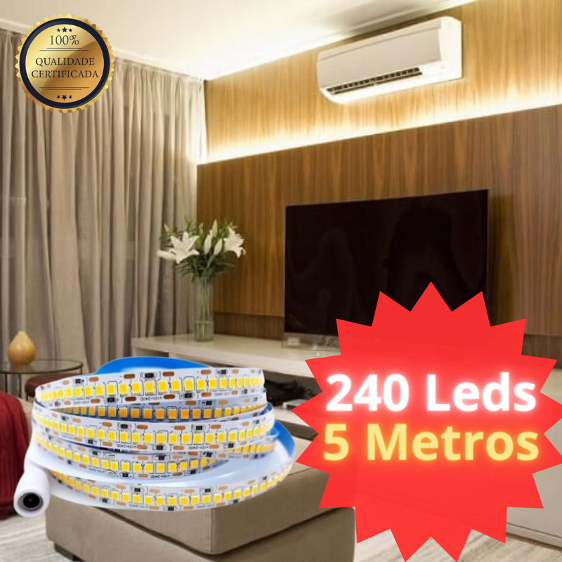 5 Metro Fita Led 2835 12v Ip20 240leds/m 48w/m 3000k Ou 6000k Cor da luz Branco-neutro 4000K ...