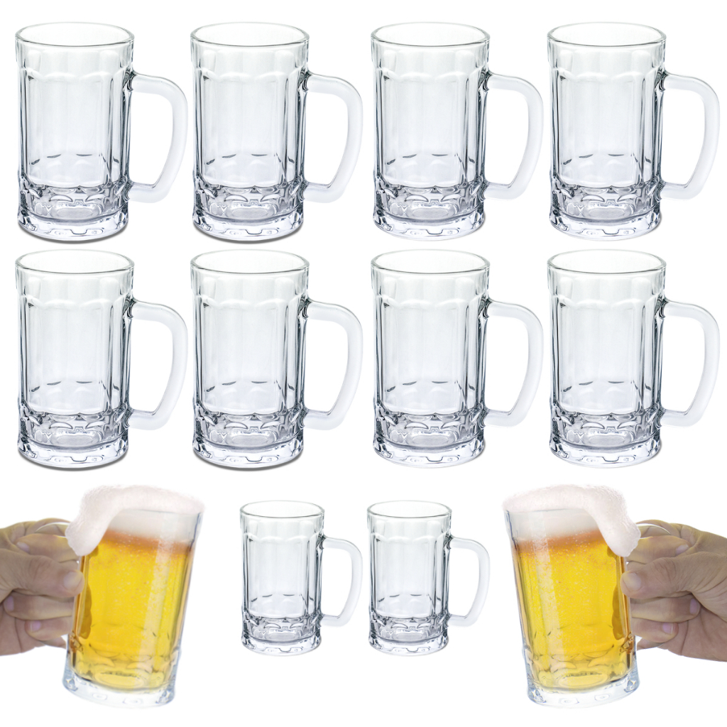 Kit 24x Caneca de Chopp Vidro 390ml Conjunto Canecas Copo Cerveja Bebida Festa Churrasco ...