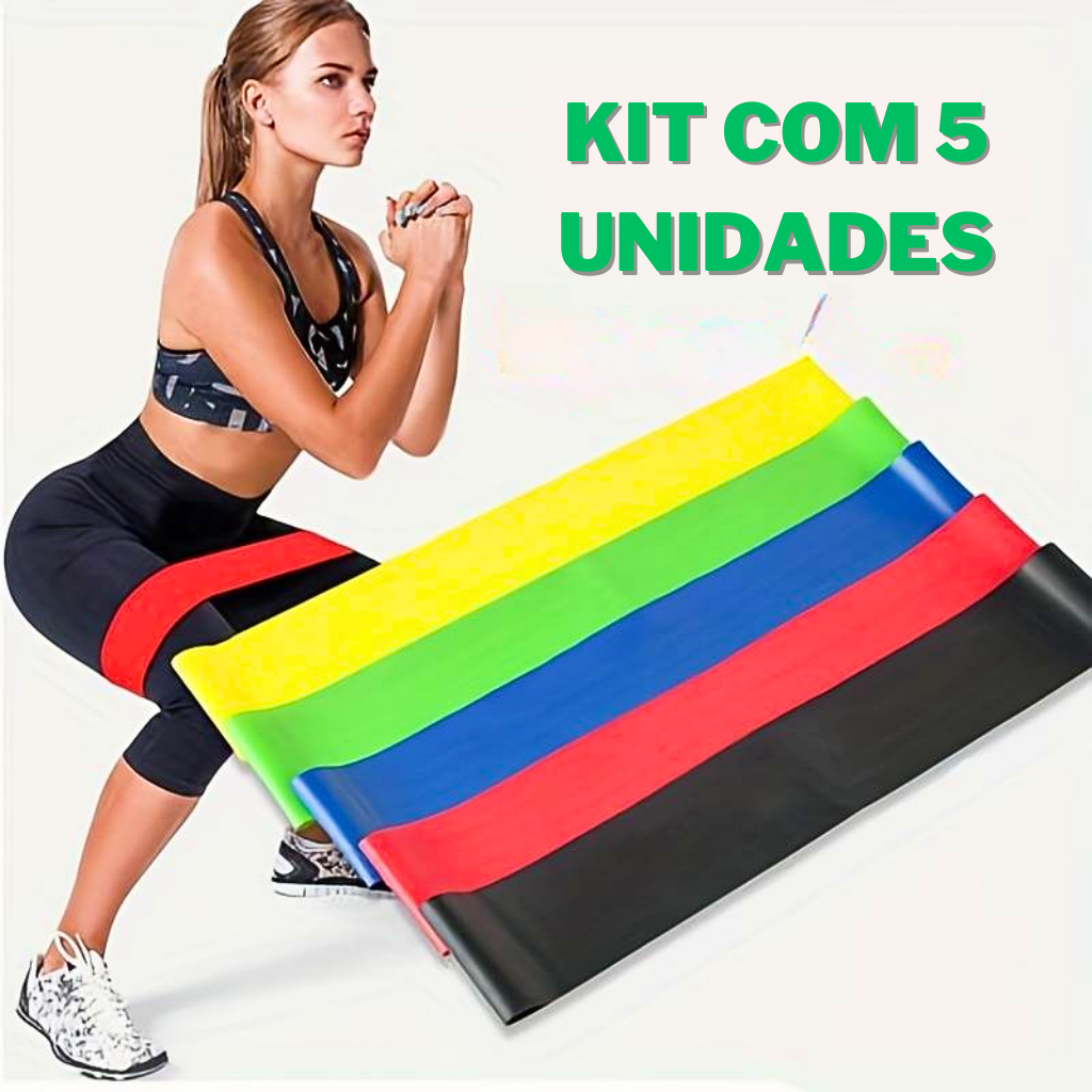 Kit 5 Faixas Mini Band Elásticas Para Exercícios Multifuncional / Yoga ...