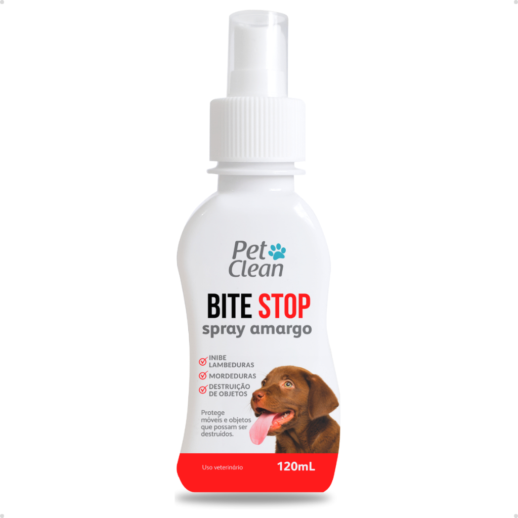 Bite Stop Pet Clean Spray Amargo Adestrador Anti lambida, Mordedura e ...