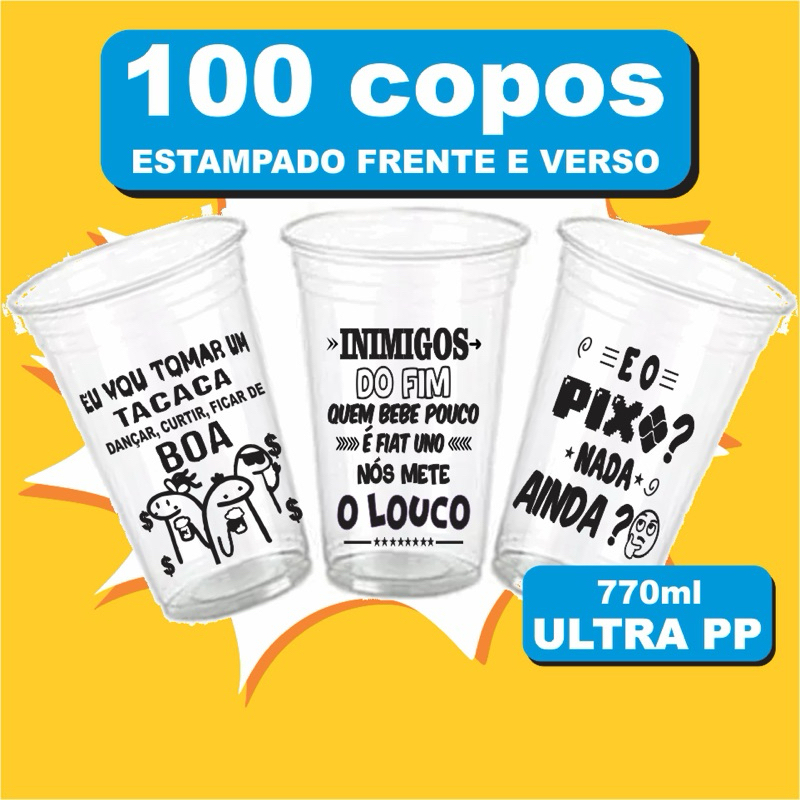 KIT 100 Copos Copão Disk Cerveja Adega Descartável 770ml 700ml ...