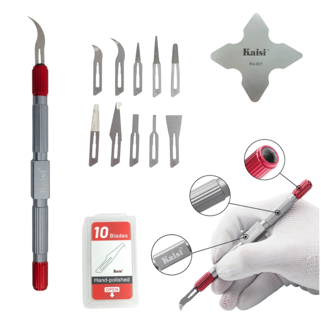 Kit Bisturi Kaisi K-310 Com 10 Lâminas Assistência Técnica Reparo Em Placa | Shopee Brasil