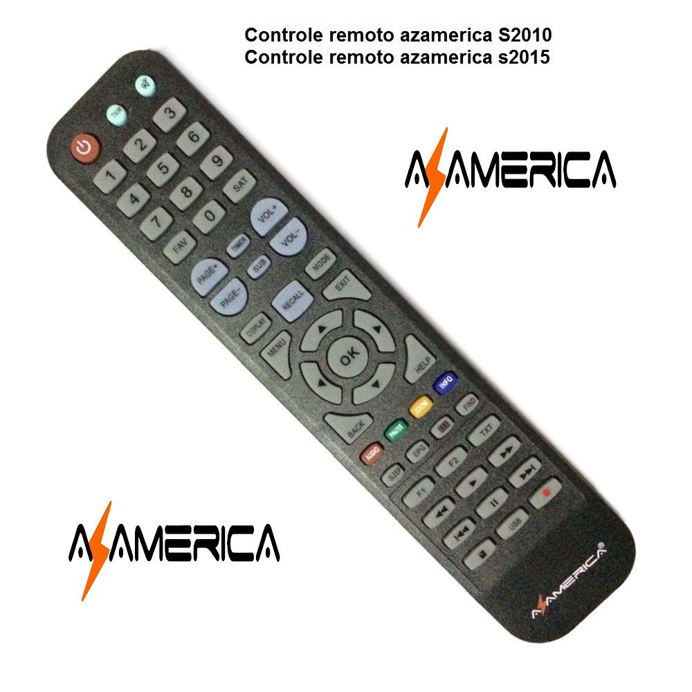 Controle remoto receptor Azamerica S2010 hd 2015 hd-8018 | Shopee Brasil