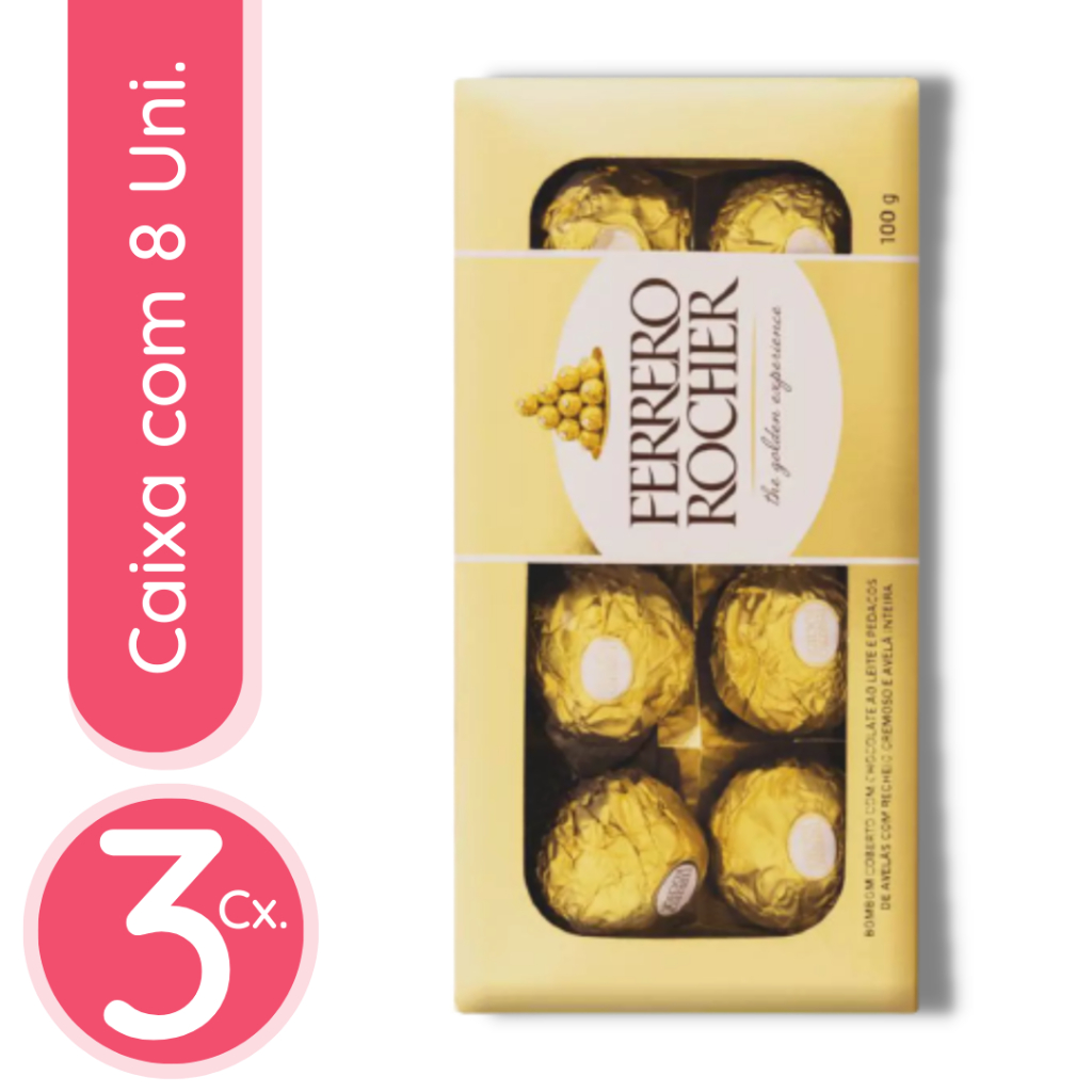 Ferrero rocher caixa com 8 Bombons - 3 Unidades | Shopee Brasil
