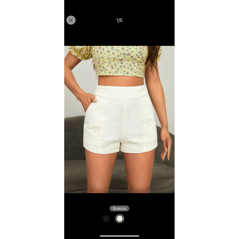 short branco shein | Shopee Brasil