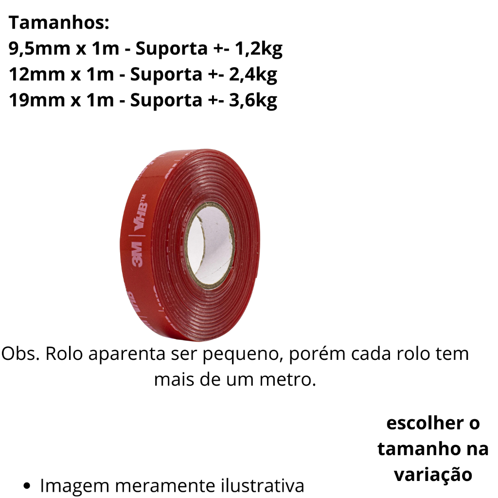Kit Com 2x Fitas Dupla Face Marca 3m VHB 4908 Transparente 1 Metro ...