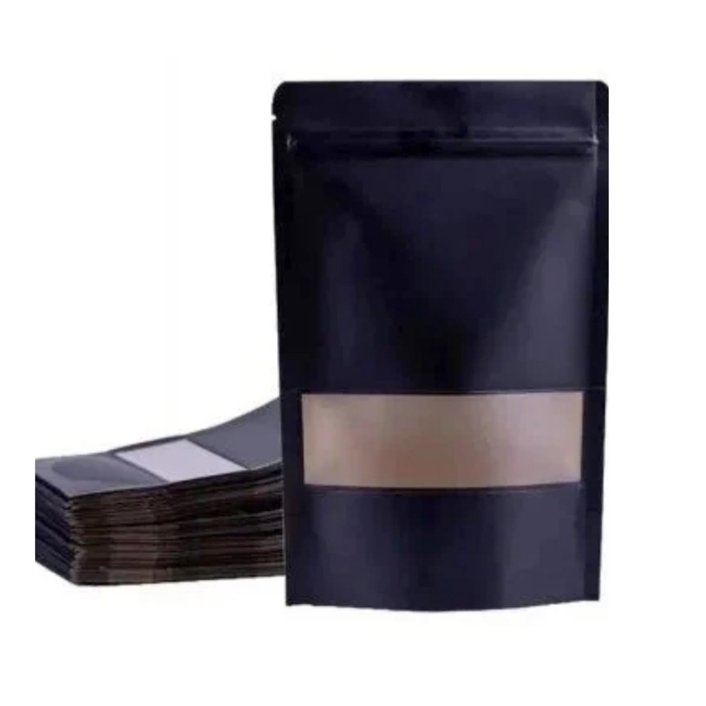 50 Sacos Hermético Kraft Preto Stand Up Pouch C/ Visor - Sistema Abre ... 50 Sacos Hermético Kraft Preto Stand Up Pouch C/ Visor - Sistema Abre ...