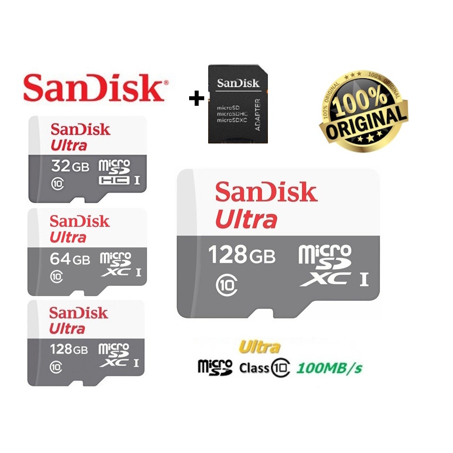 Cartão de Memória Sandisk 100% original Ultra 16GB 32GB 64GB 128GB 100mb/s Classe 10 Micro sd ...