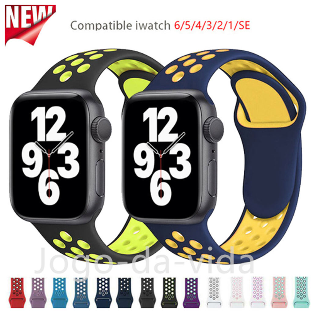 Pulseira de Silicone Esportiva compatível Apple Watch 8/7/6/5/4/3/2/1 ultra com 38 40 41 42 44 ...