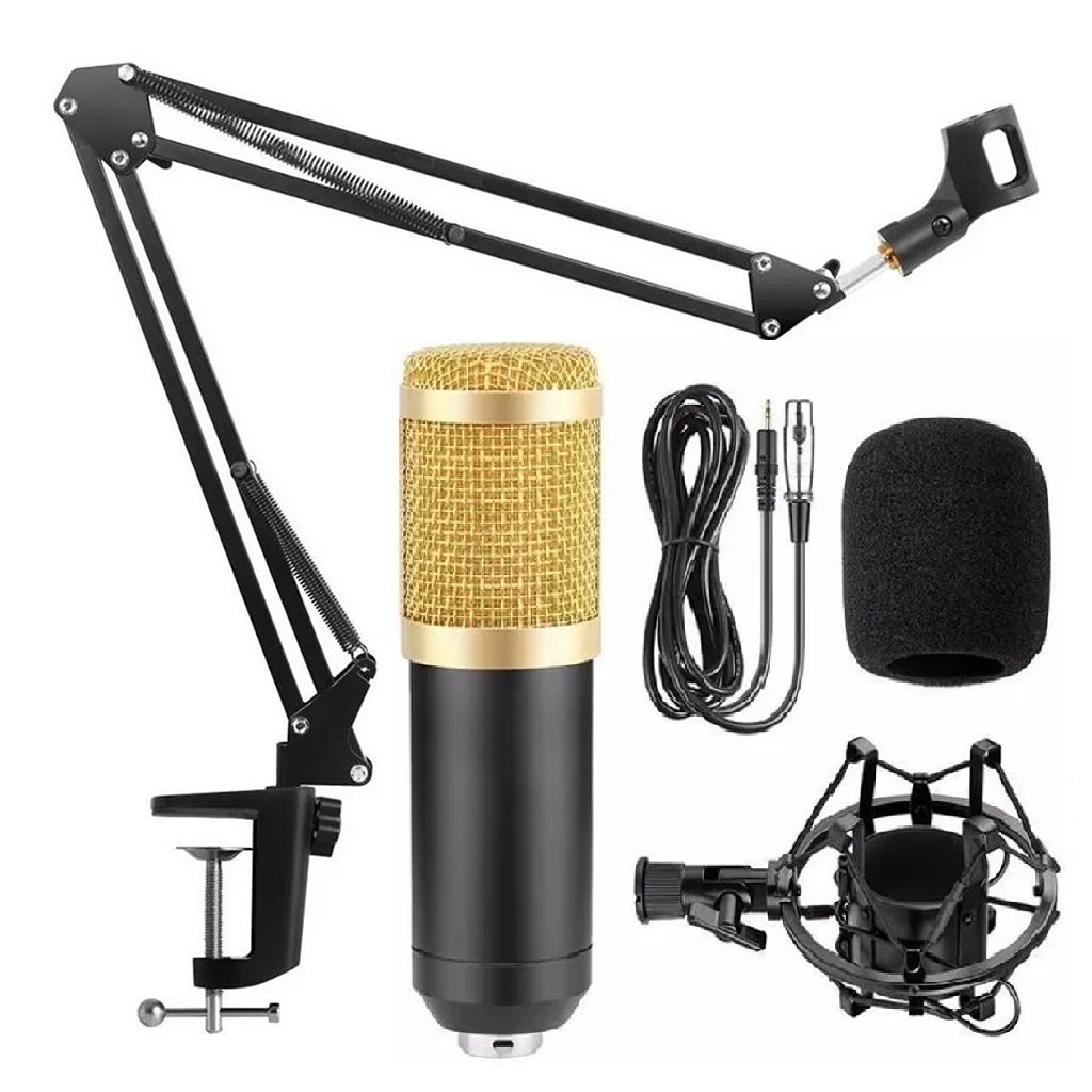 Super Kit Microfone Estúdio Profissional Condensador Com Suporte ...