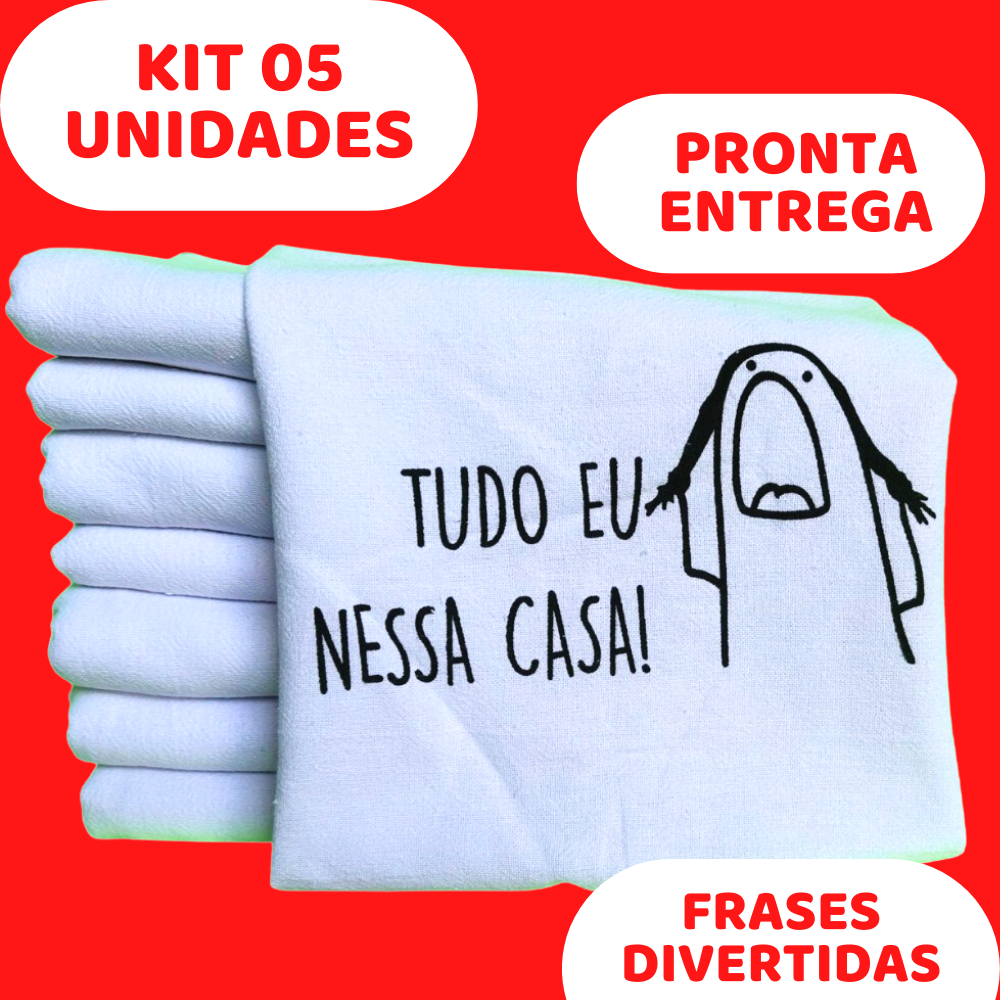 Pano De Prato Memes Kit 05 unidades Frases Engraçadas Pano de Copa Pano ...