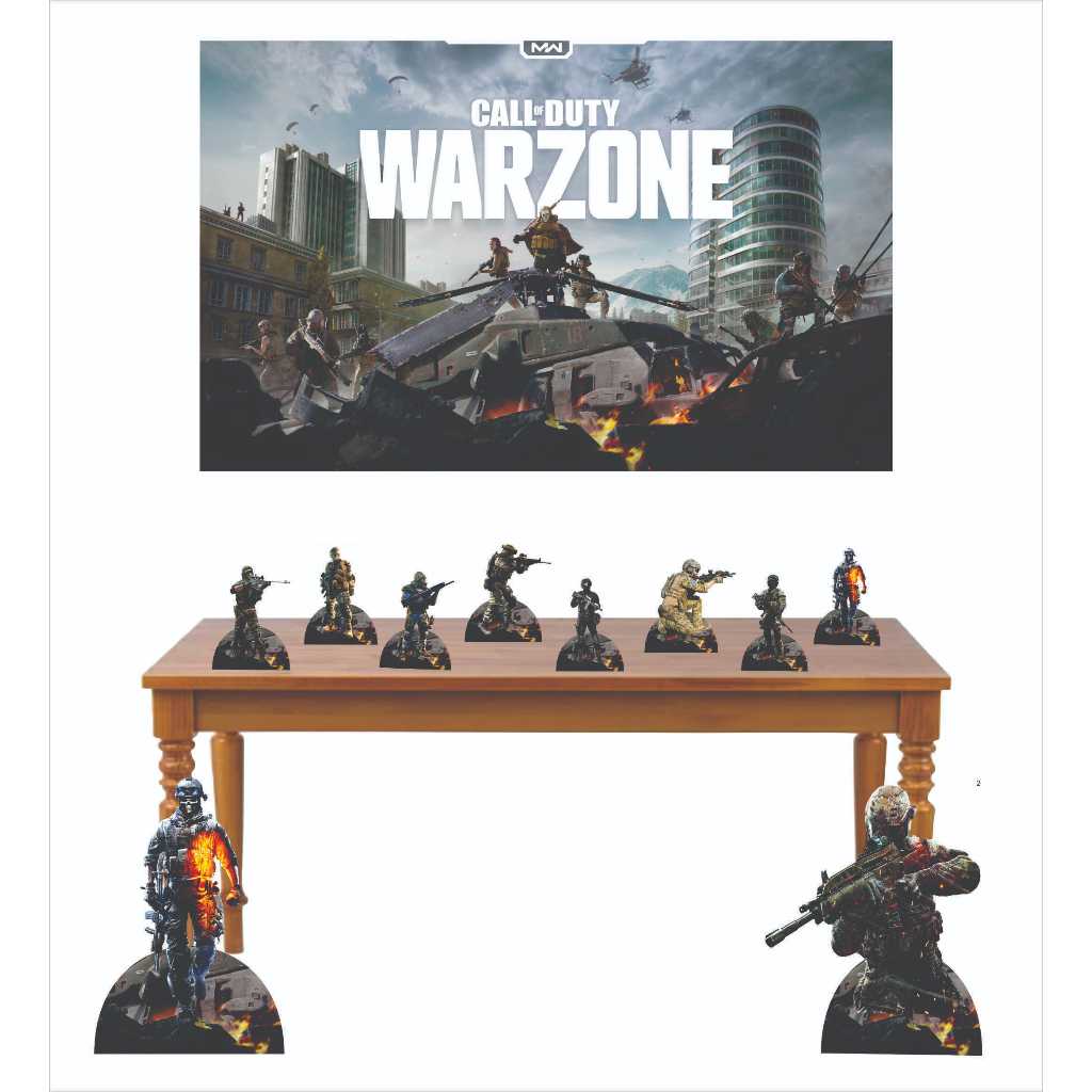 Kit Display Call of Duty Warzone 8 Mesa 2 Chão + Painel 100 X 0,70 Cm ...