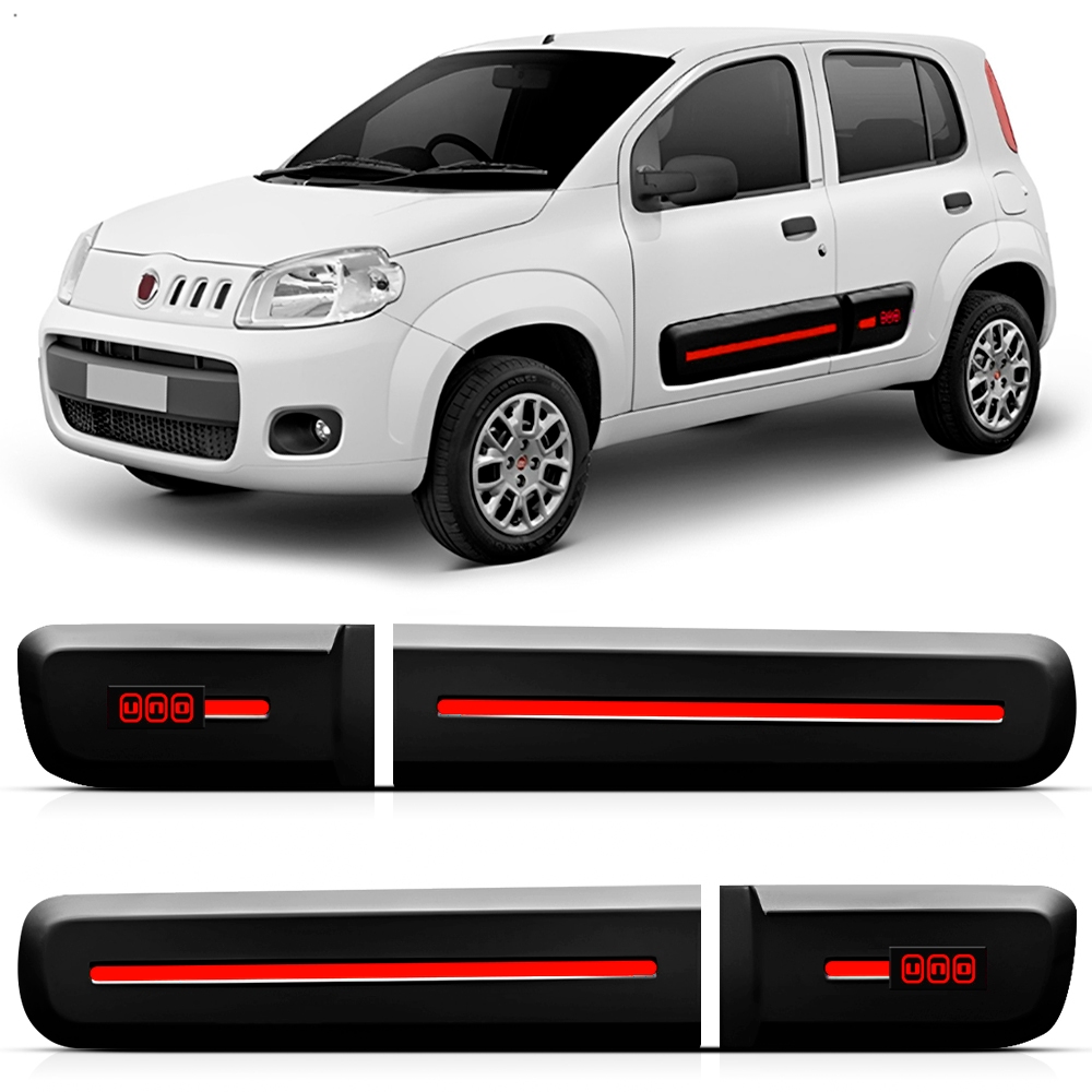 Friso Lateral Borrachão Fiat Uno 4 Portas 2011 Até 2021 - Preto Com ...