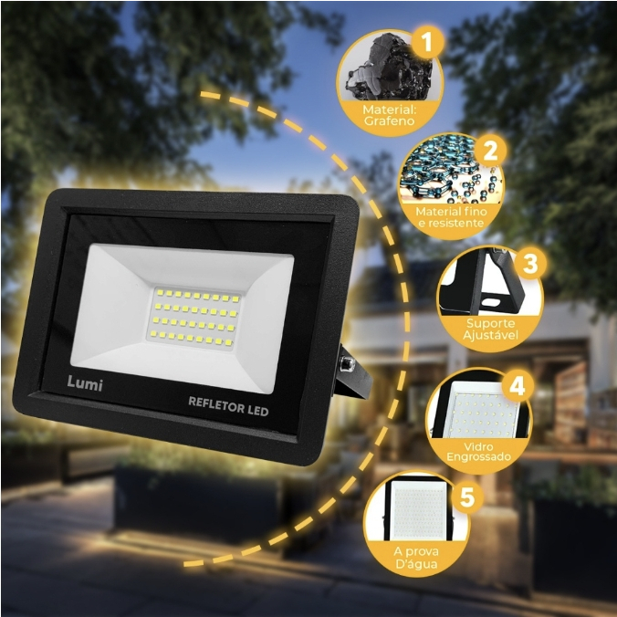 Holofote Refletor Super Forte Led 30w/50w/100w Bivolt Prova D'água Apollo Pronta Entrega ...