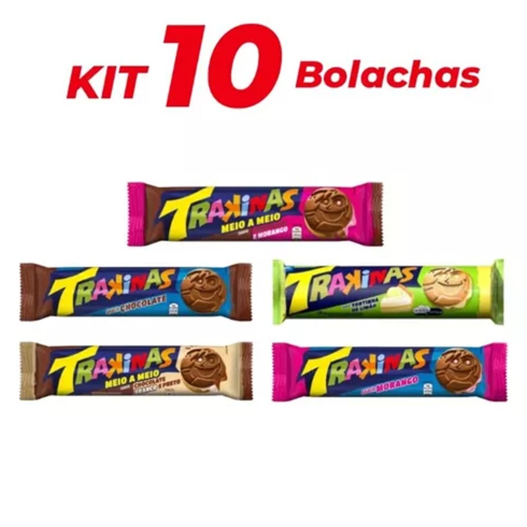 Kit Bolacha Recheada Trakinas 10 Unidades Escolha Os Sabores | Shopee ...