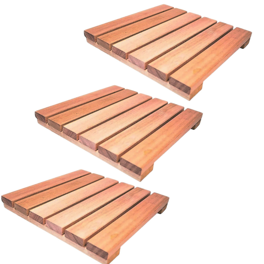 Kit 3 Mini Deck Ripado De Madeira Para Jardim Deck Modular 30x30 ...