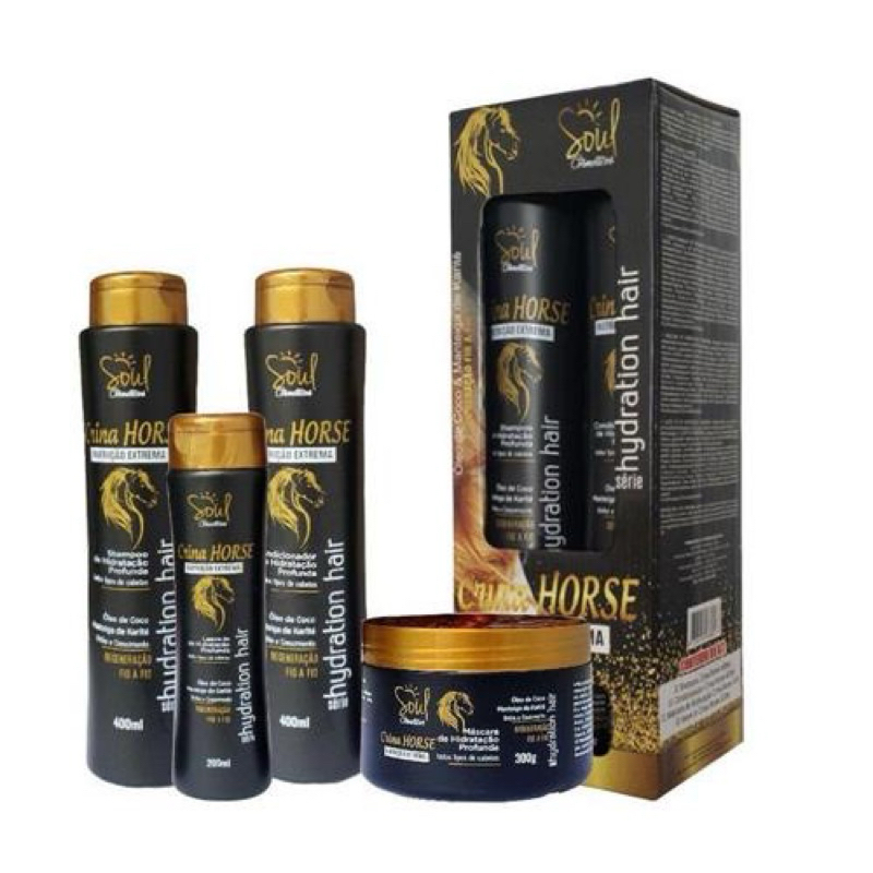 Kit Cavalo Forte (Crina Horse) Shampoo 400mL - 4itens | Shopee Brasil