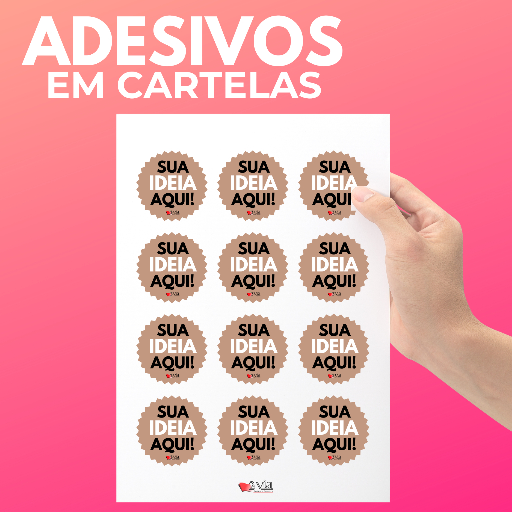 Folha A4 ou A3 de Adesivos Personalizados 3x3 4x4 5x5 6x6 ou 7x7 Cm já Recortada. Etiqueta ...