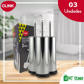 Kit 3 Escova Sanitaria Vassoura Vaso Aço Inox Suporte Banheiro | Shopee ...
