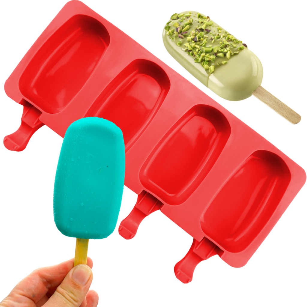 Forma Em Silicone Para Sorvete Picolé Magnum 4 Cavidades Forno Silicone ...