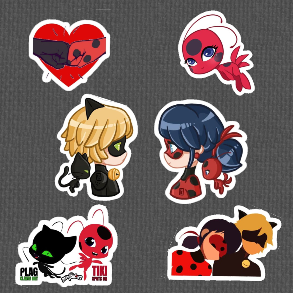 kit stickers adesivos lady bug marinette miraculous cat noir adrien ...