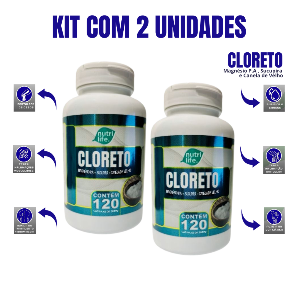 Cloreto De Magnésio P.A + Canela De Velho + Sucupira + Suplemento 120 Cápsulas 500 mg - Kit Com ...