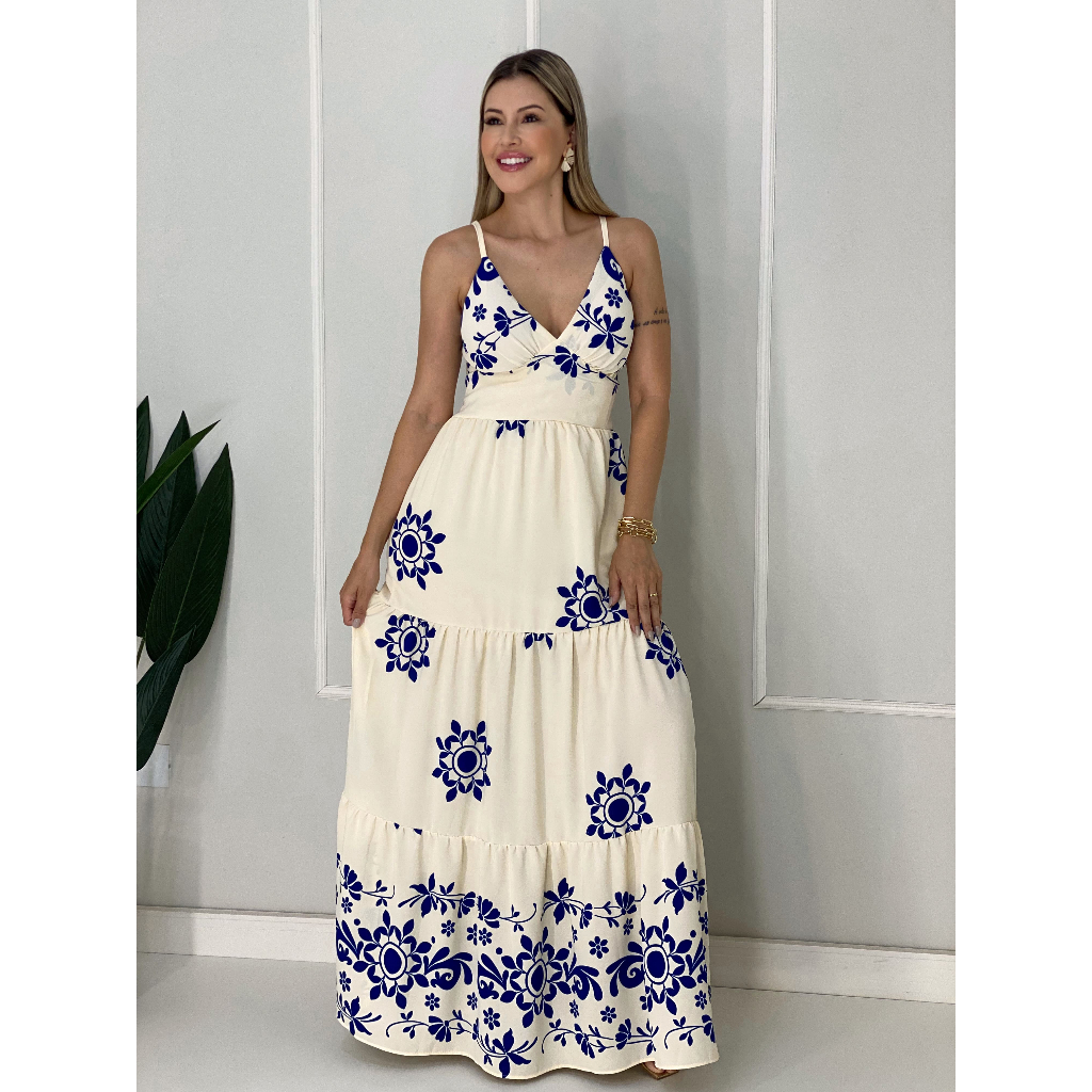 Vestido Longo Estampa Floral Bojo Forrado Lançamento Moderno | Shopee ...