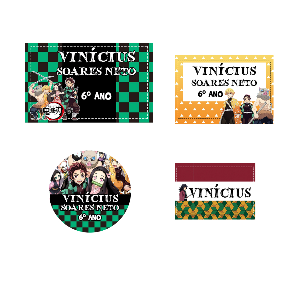 ETIQUETA ESCOLAR ADESIVA PERSONALIZADA Demon Slayer 67 UNIDADES (LEIA A ...