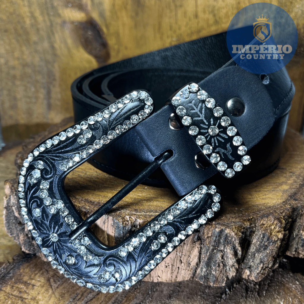 Cinto country feminino Couro Legítimo com Fivela Strass Country ...